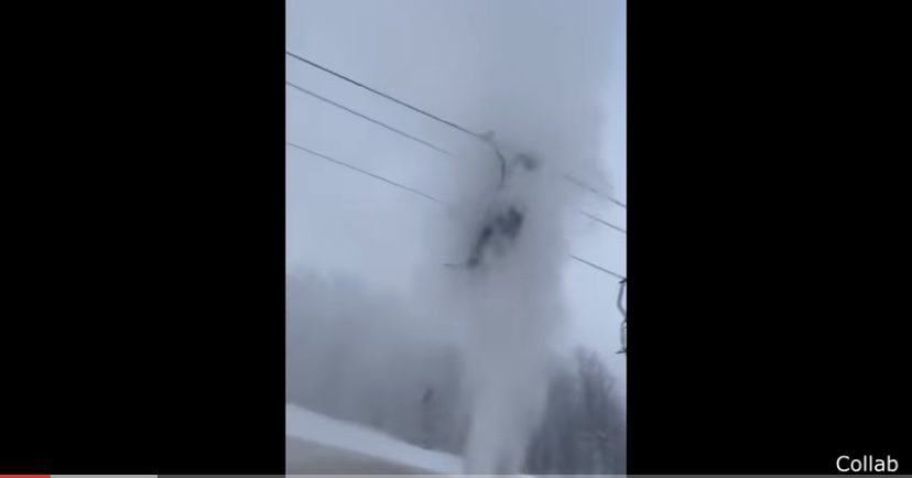 Water Pipe Erupts Under Ski Lift - The Loftus Party